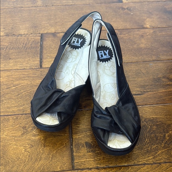 Fly London | Shoes | Fly London Womens Black Peep Toe Shoes | Poshmark